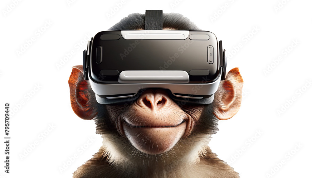 Grinning monkey in VR headset, PNG with transparent background, perfect ...