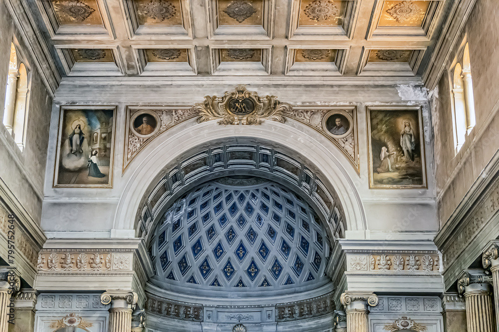 Interior of Notre-Dame-du-Port de Nice church (1840 - 1853), also known ...
