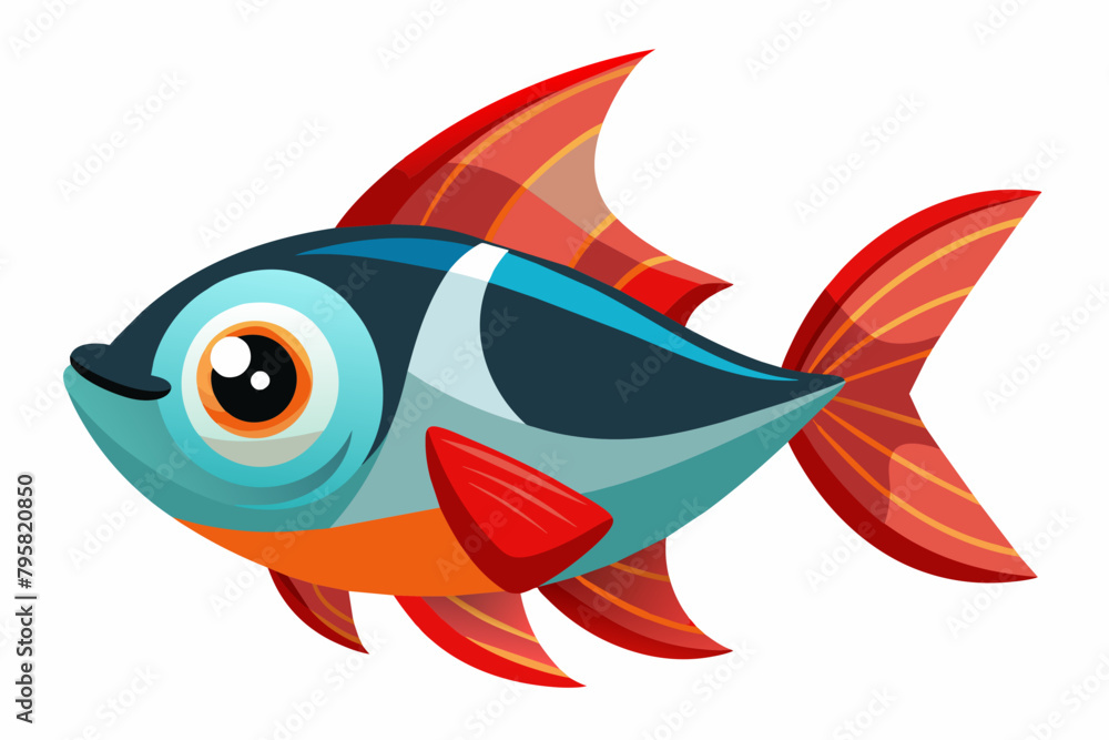 cardinal tetra fish cartoon vector illustration Stock Vector | Adobe Stock