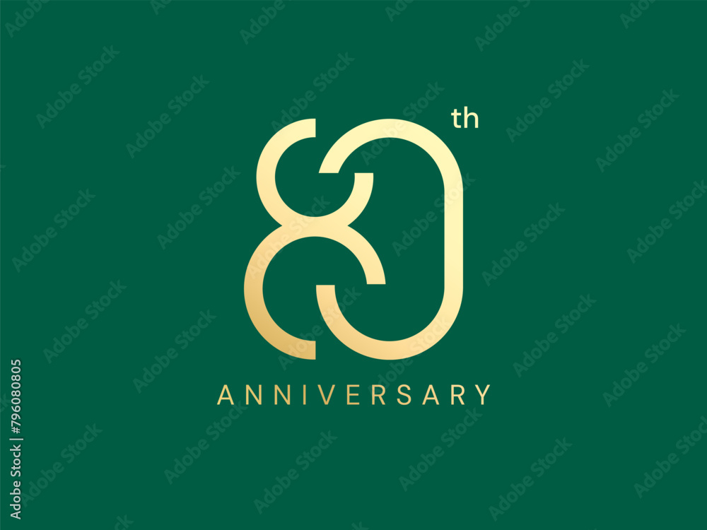 80th Anniversary luxury gold celebration with overlapping number style ...
