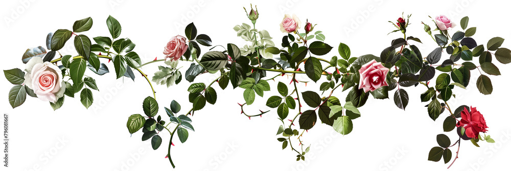 set of vignettes of roses and ivy, combining the elegance of rose ...