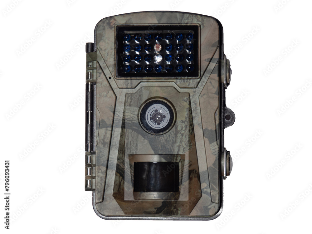 Trail camera isolated on white background. Photo and video trap. Animal ...