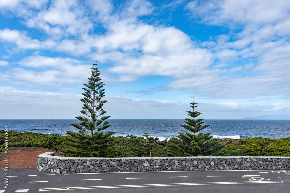 Cycling two-way road. Path for cyclists. Developed tourist ...