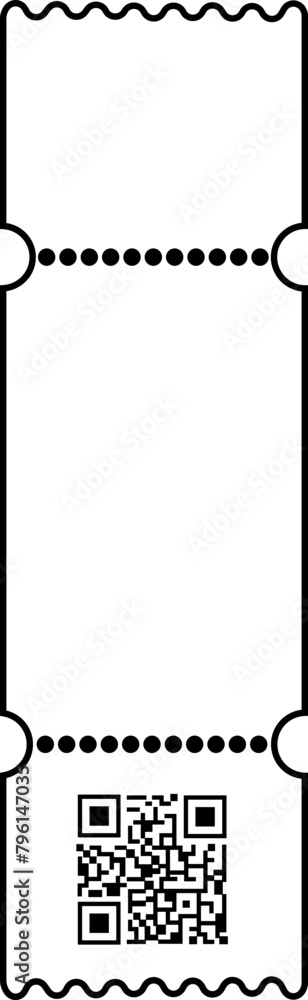 Ticket, Coupon, Raffle template with QR Code outline icon. Paper mockup ...