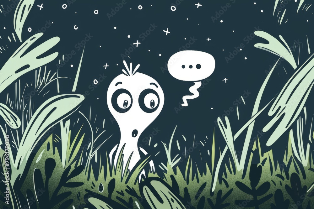 Cartoon cute doodles of a curious character with wide eyes and a ...