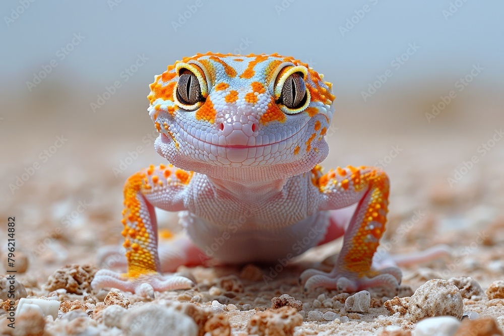 Leopard Gecko: Resting on a textured surface, displaying its spotted ...