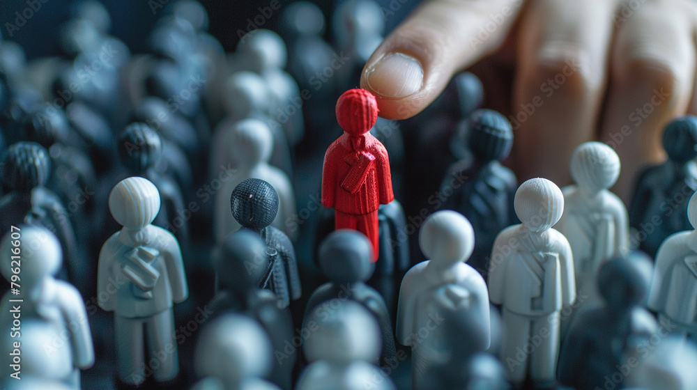 Selecting a leader amid white icons, the red icon stands out. HR points ...