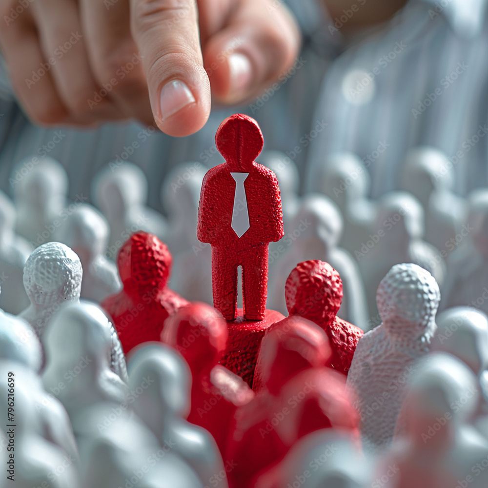Selecting a leader amid white icons, the red icon stands out. HR points ...