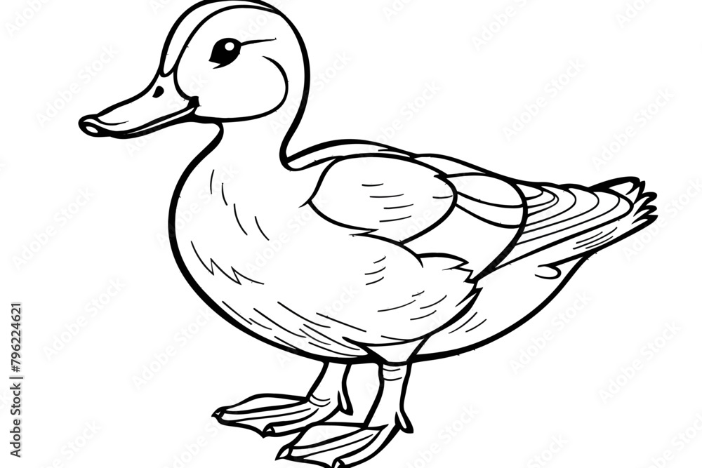 basic cartoon clip art of a Duck, bold lines, no gray scale, simple ...