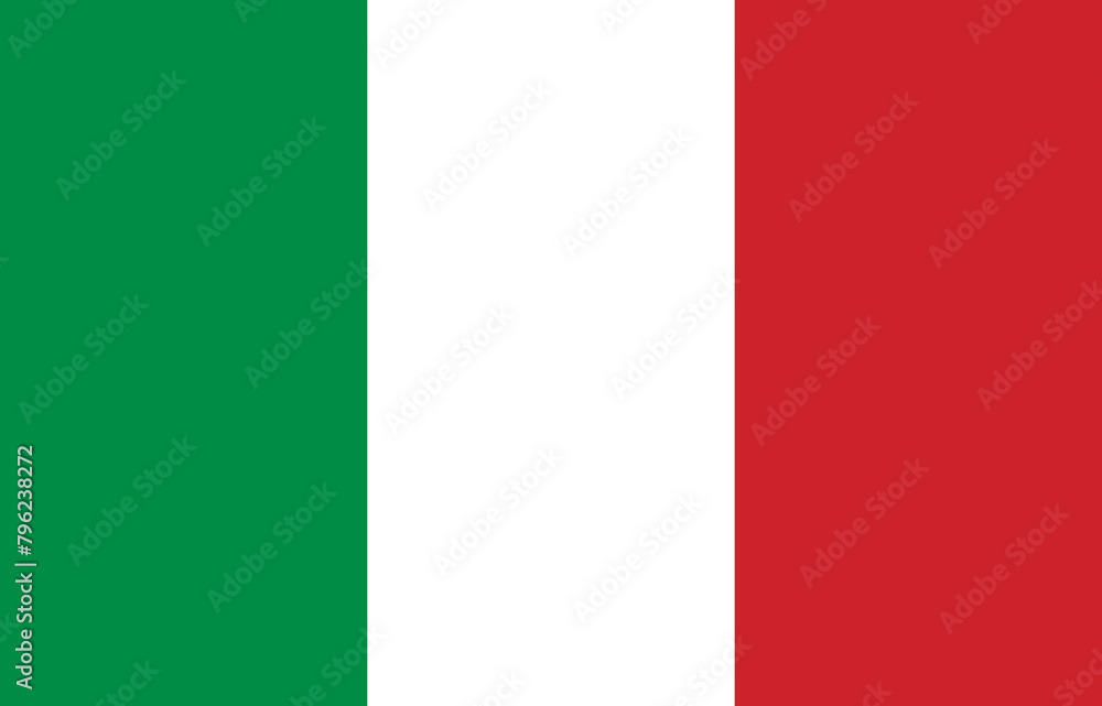 The national flag of Italy with the correct official colours which is a ...