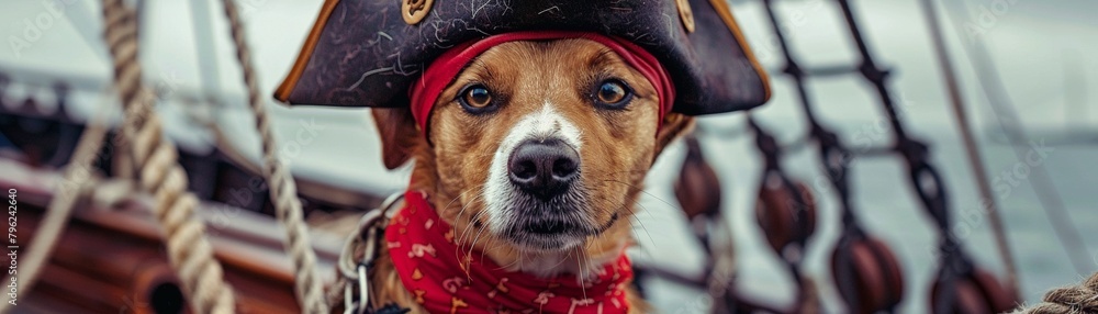 Dog in pirate costume aboard ship old-world feel Stock Photo | Adobe Stock