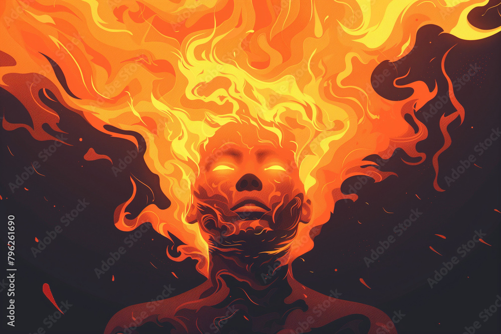 Dynamic Drawing of Fiery Human Head with Flames - Attention Deficit ...