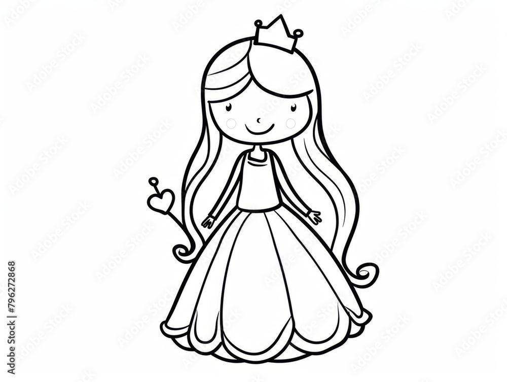 Princess Coloring Pages for Kids, Preschoolers, Simple Coloring Book ...