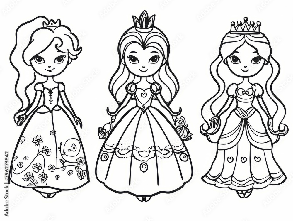 Princess Coloring Pages for Kids, Preschoolers, Simple Coloring Book ...