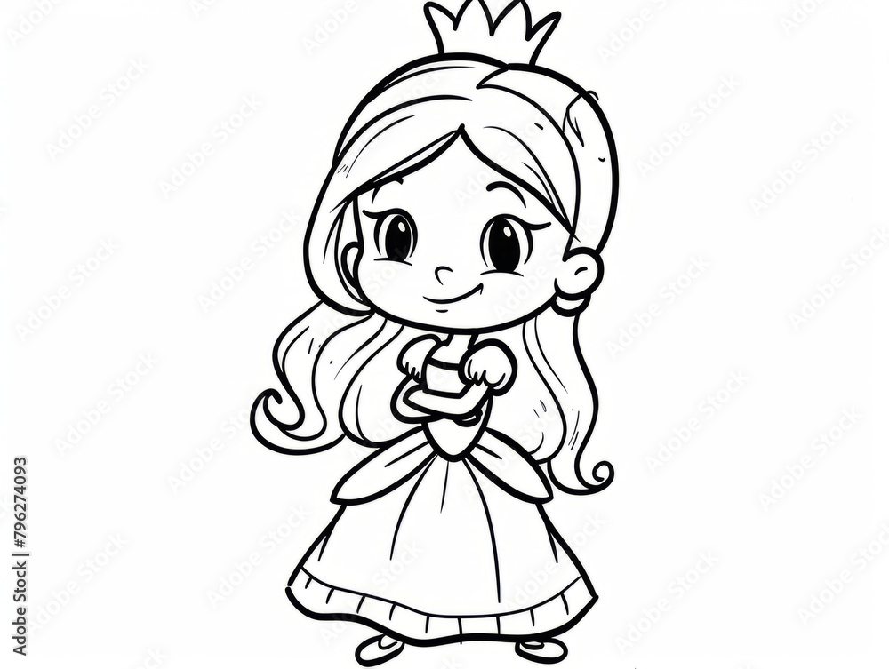Princess Coloring Pages for Kids, Preschoolers, Simple Coloring Book ...