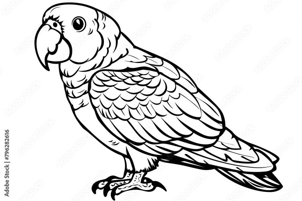 basic cartoon clip art of a Parrot, bold lines, no gray scale, simple ...