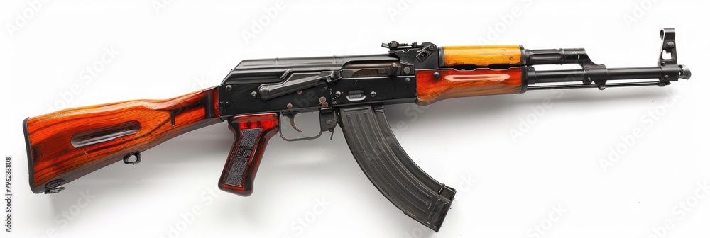 Kalashnikov AKM Assault Rifle- Isolated on White. Automatic Gun with ...