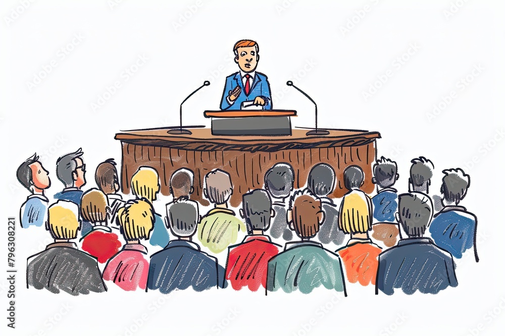 Cartoon Illustration Politician Cartoon Hand Drawn Illustration with ...