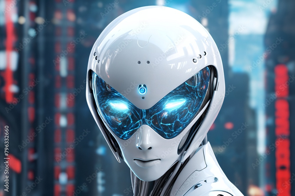 gynoid, a humanoid female android hybrid robot with a female face in a ...