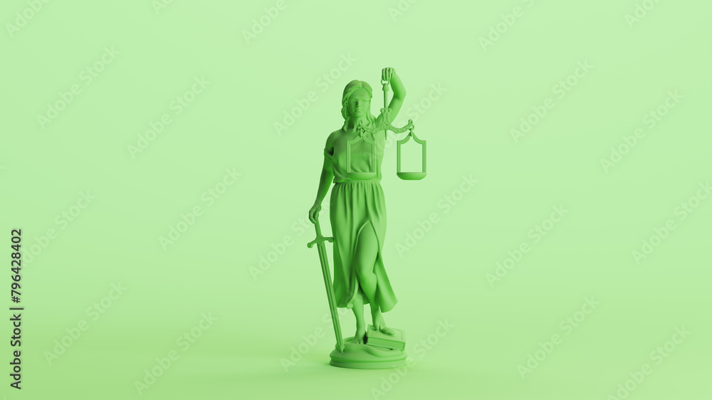 Lady justice judicial system classic statue woman green mint soft tones ...