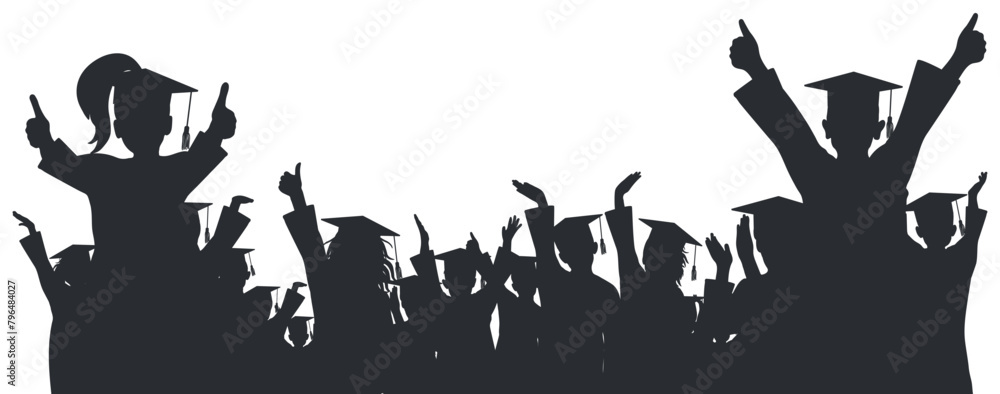 Happy crowd of graduates children in square academic caps. Cheerful ...