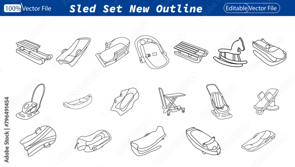 Sled Vector on transparent background. Coloring book sledding penguin ...