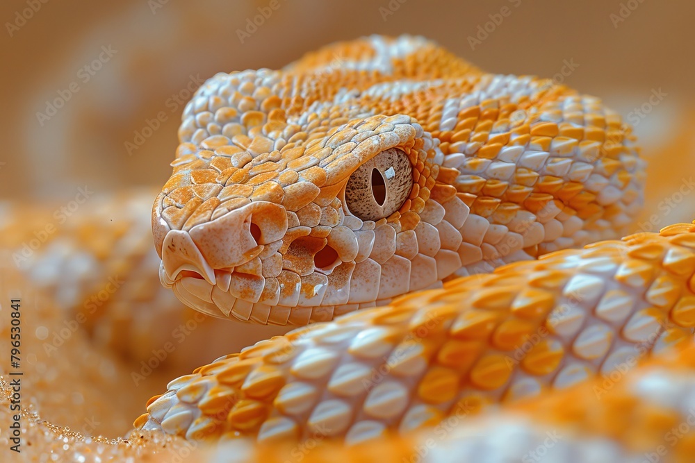 Sidewinder Rattlesnake: Moving across desert sand with characteristic ...
