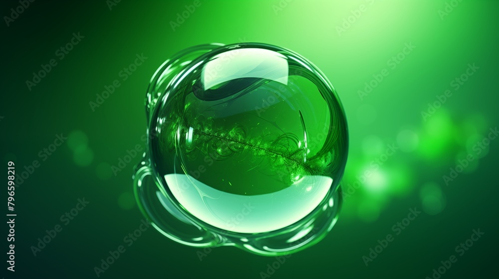 Green Hydrogen water element bubble artificial reflection. Stock ...