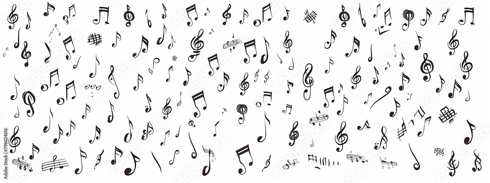 musical notes on a white background. musical concept, art sound element ...