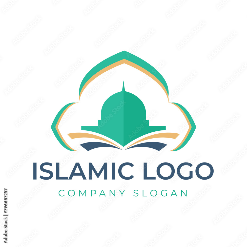 Islamic logo template, Ribbon islamic dome palace logo design template ...