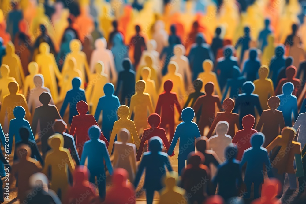 Paper cutout of diverse crowd symbolizing unity and teamwork. Concept Teamwork, Unity, Diversity ...