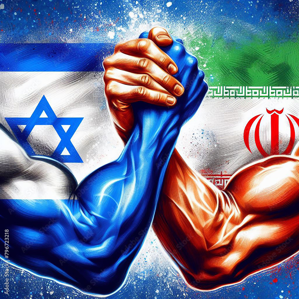 israel vs iran, illustration, arm wrestling illustration, iran vs ...