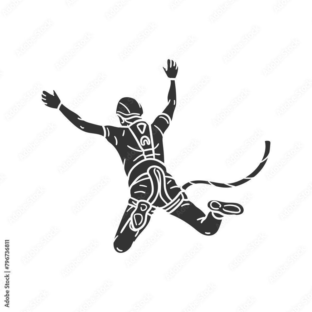 Bungee Jumping Icon Silhouette Illustration. Extreme Activities Vector ...