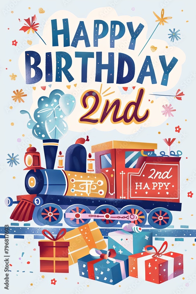 All aboard for fun with this playful 2nd birthday card, featuring a ...
