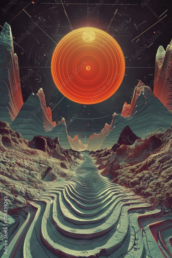 Transform financial data into an otherworldly landscape by depicting a ...