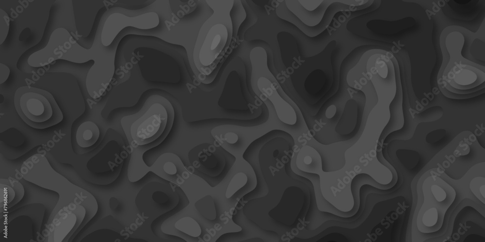 3D Stylized topographic contour map. Geography scheme and terrain ...