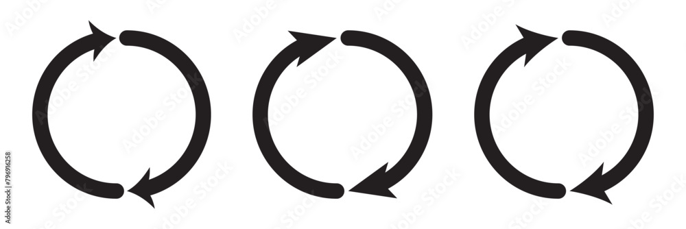 Set of circle arrow vector icons. Recycling icon. Circular vector arrows. Refresh and reload ...