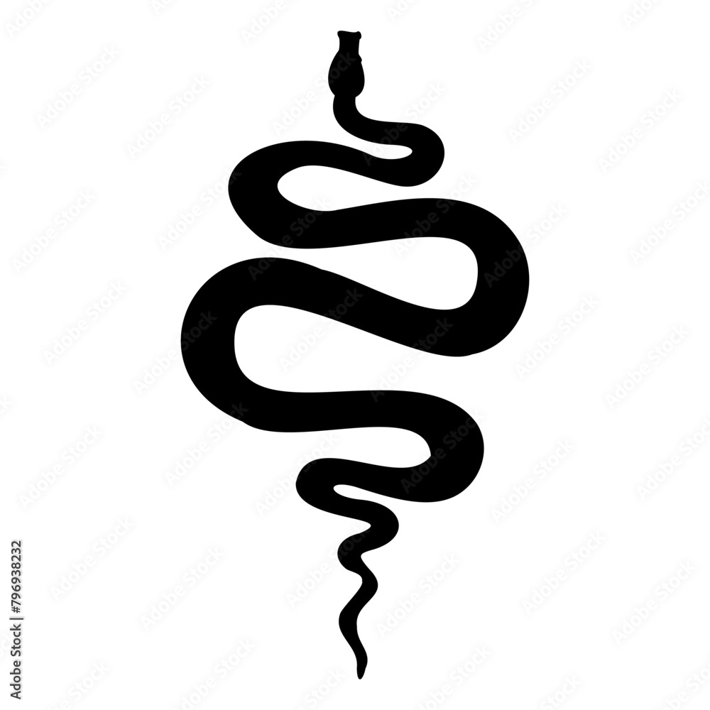 Snake vector illustration. Silhouette of venomous Serpent. Engraving of ...
