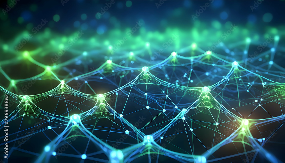 3D visualization of a neural network, showcasing its complex layers and interconnections, with a ...