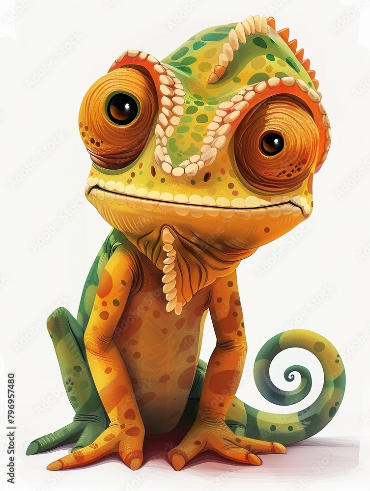 In this cartoon illustration, the chameleon cartoon is depicted as ...