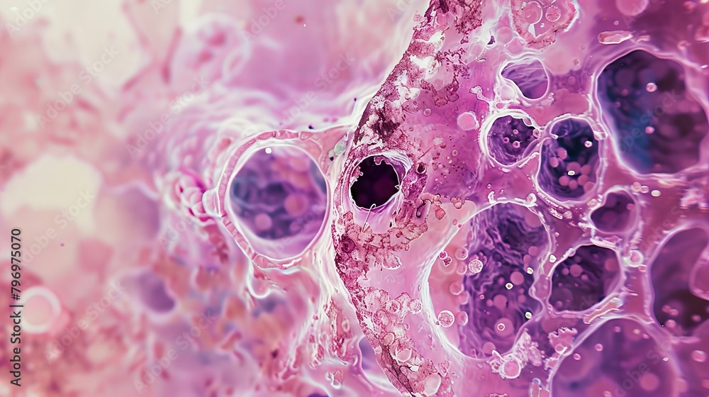 Ovarian follicular cyst, light micrograph, photo under microscope ...