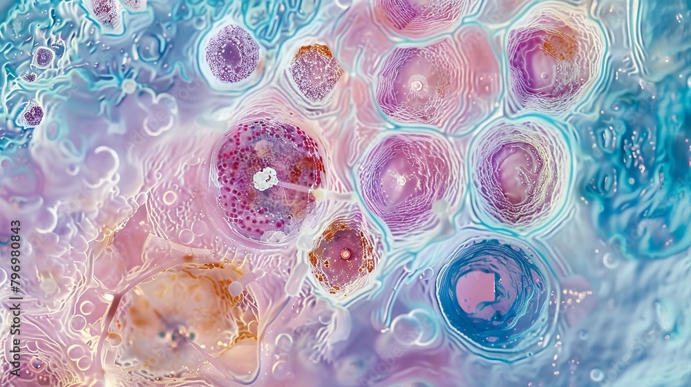 Ovarian follicular cyst, light micrograph, photo under microscope ...