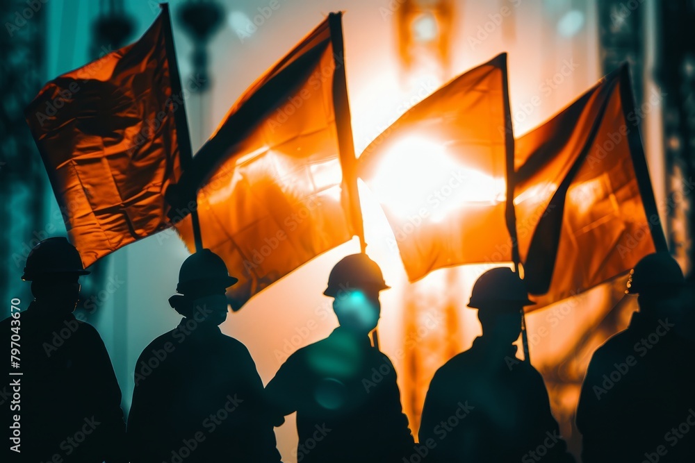 Foto de Stock Labor day happy workers marching labour public event May ...