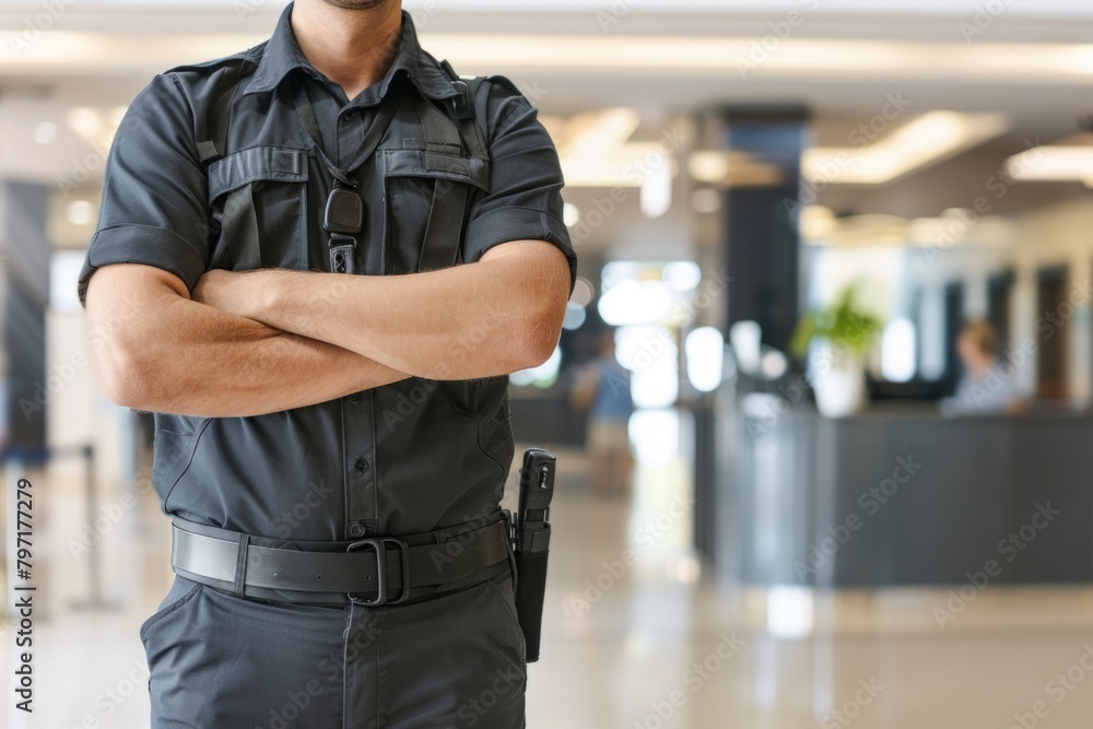 Security guard professional safety patrol man police employee mall safe ...