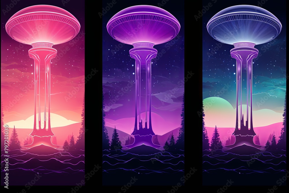 Extraterrestrial UFO Beam Gradients: Alien-Themed Event Ticket Designs ...