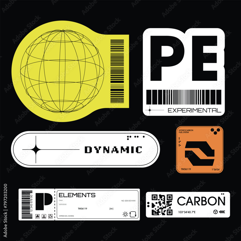 Vector de Stock Label pack design. Vector graphic asset for streetwear design. Retro futuristic ...