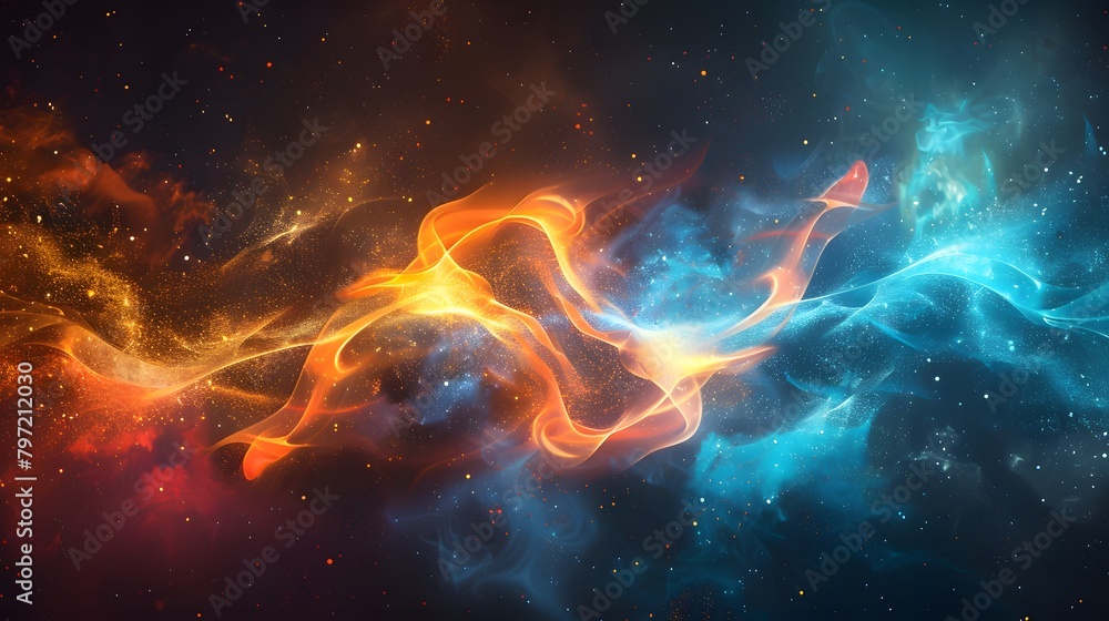 Illustration Stock The nebula of particles, where clouds of technology ...