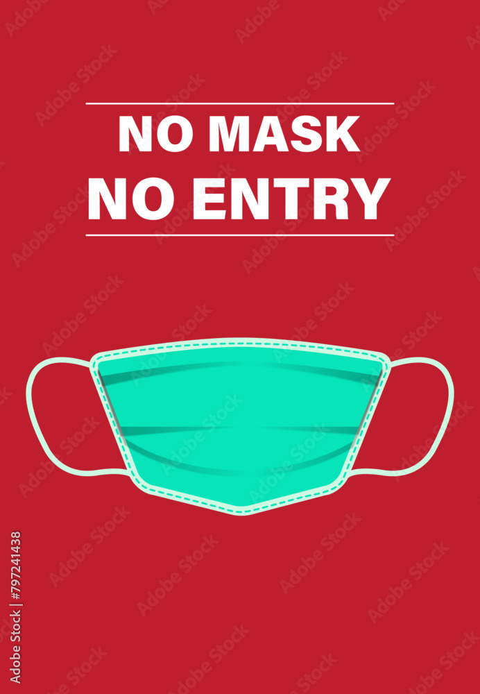 vector no mask no entry vertical rectangular warning sign with medical ...