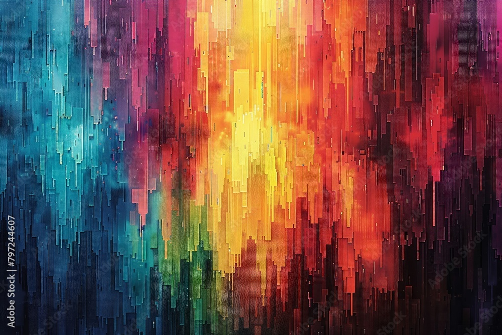 displaying a vibrant and unique abstract backdrop in a retro 8-bit ...