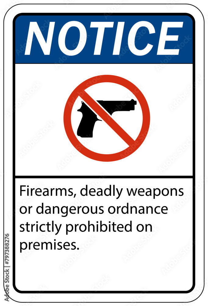 No weapon sign Firearms, deadly weapons or dangerous ordnance strictly ...